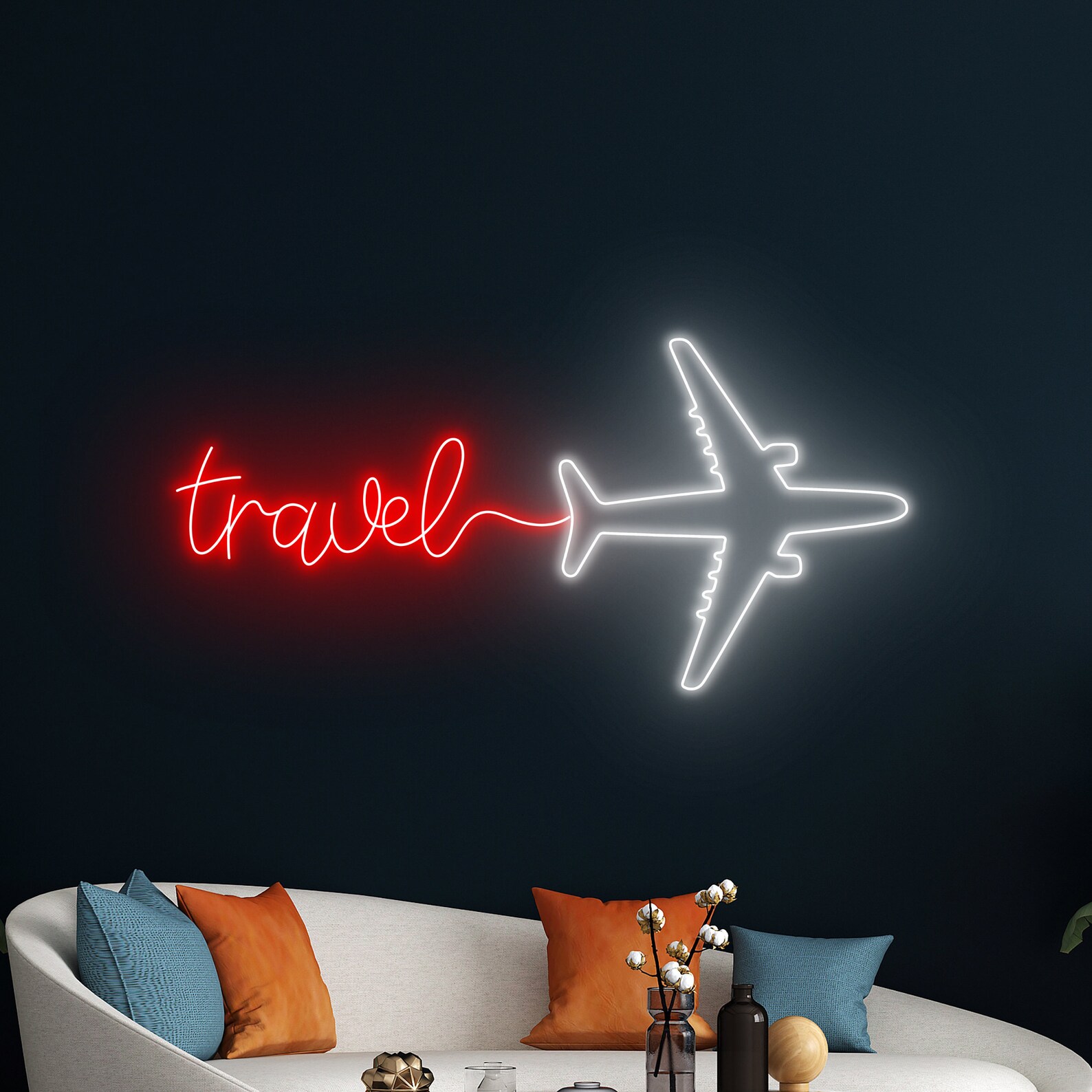 Airplane Travel Neon Sign, Airplane Led Sign, Airplane Wall Decor ...