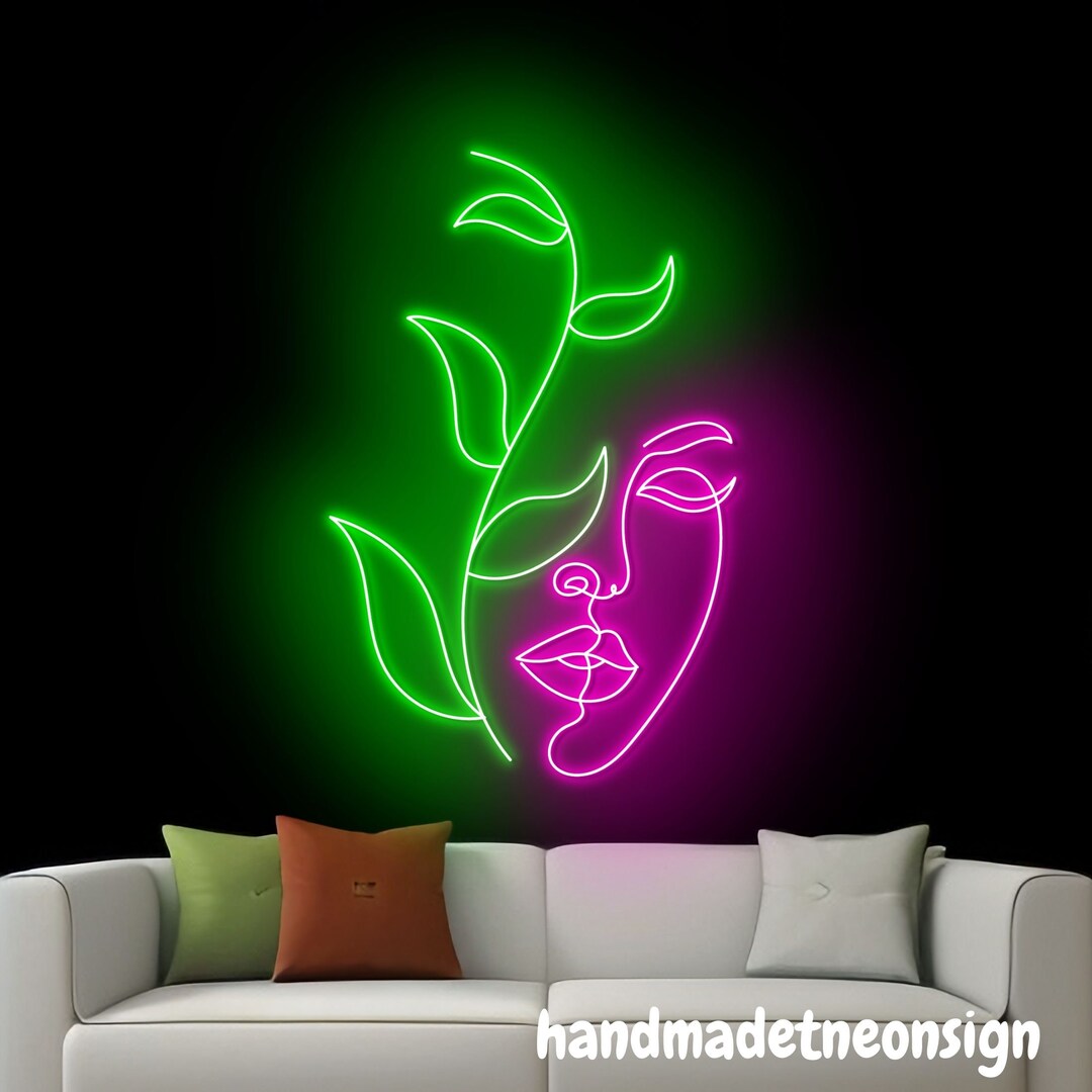 Girl Line Art Neon Sign, Pretty Girl Led Sign, Beautiful Girl Led Light ...