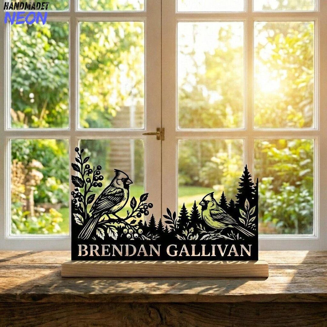 Personalized Cardinal Bird Metal Desk Decor, Custom Name Bird Table ...
