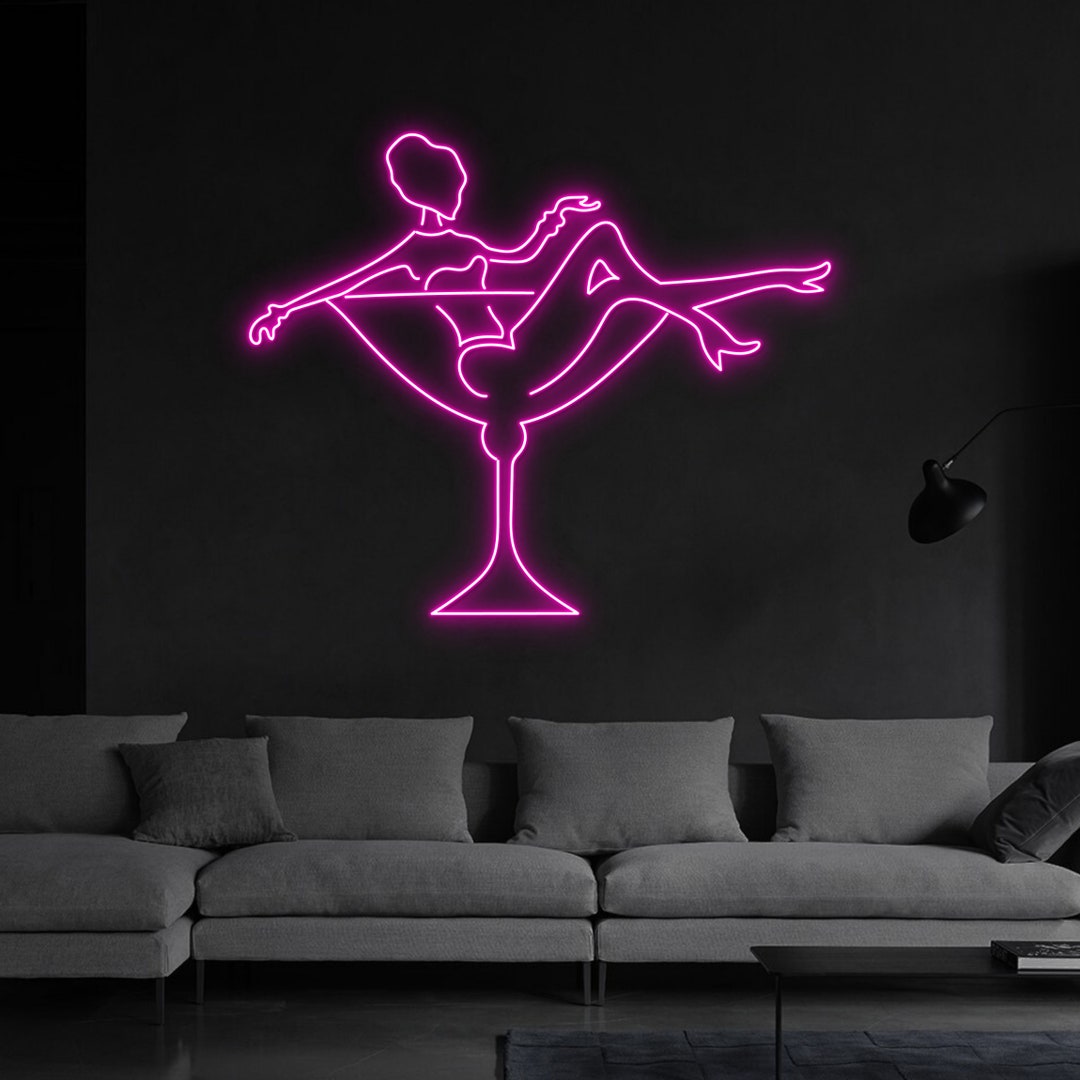 Girl in Champagne Neon Sign Light Bar Pub Wall Decor, Wall Decor, Wine ...