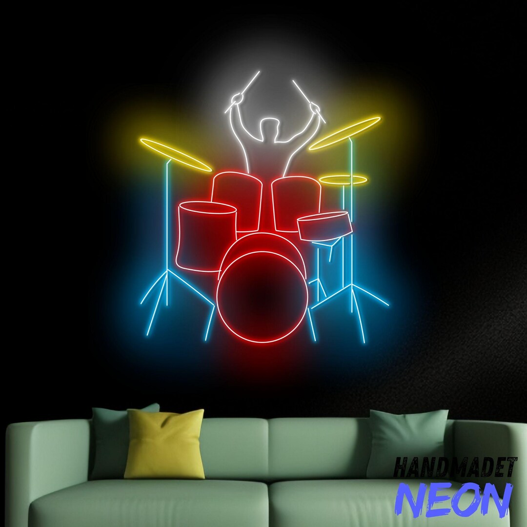 Drummer Neon Sign, Drum Band Led Sign, Musical Band Neon Light, Drummer ...