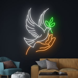 Dove Neon Sign, Flying Pigeon LED Light, Peace Bird Neon Light, Freedom ...