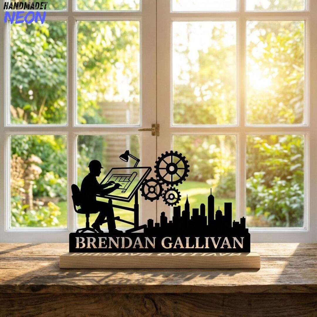 Personalized Engineer Metal Desk Decor, Custom Name Engineering Table ...