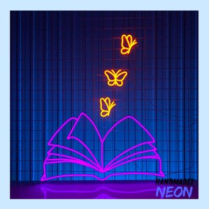 Book Butterfly Neon Sign, Book Open Led Sign, Bookish Neon Light ...