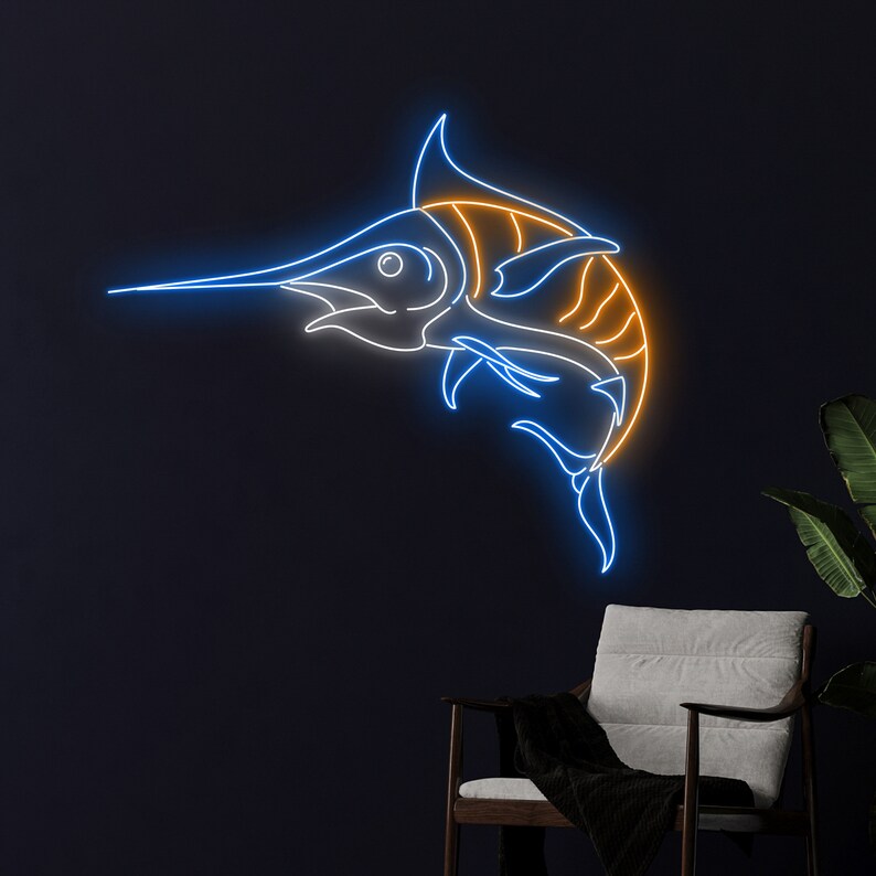 Atlantic Blue Marlin Fish Neon Sign, Atlantic Blue Marlin Fish Led Sign ...