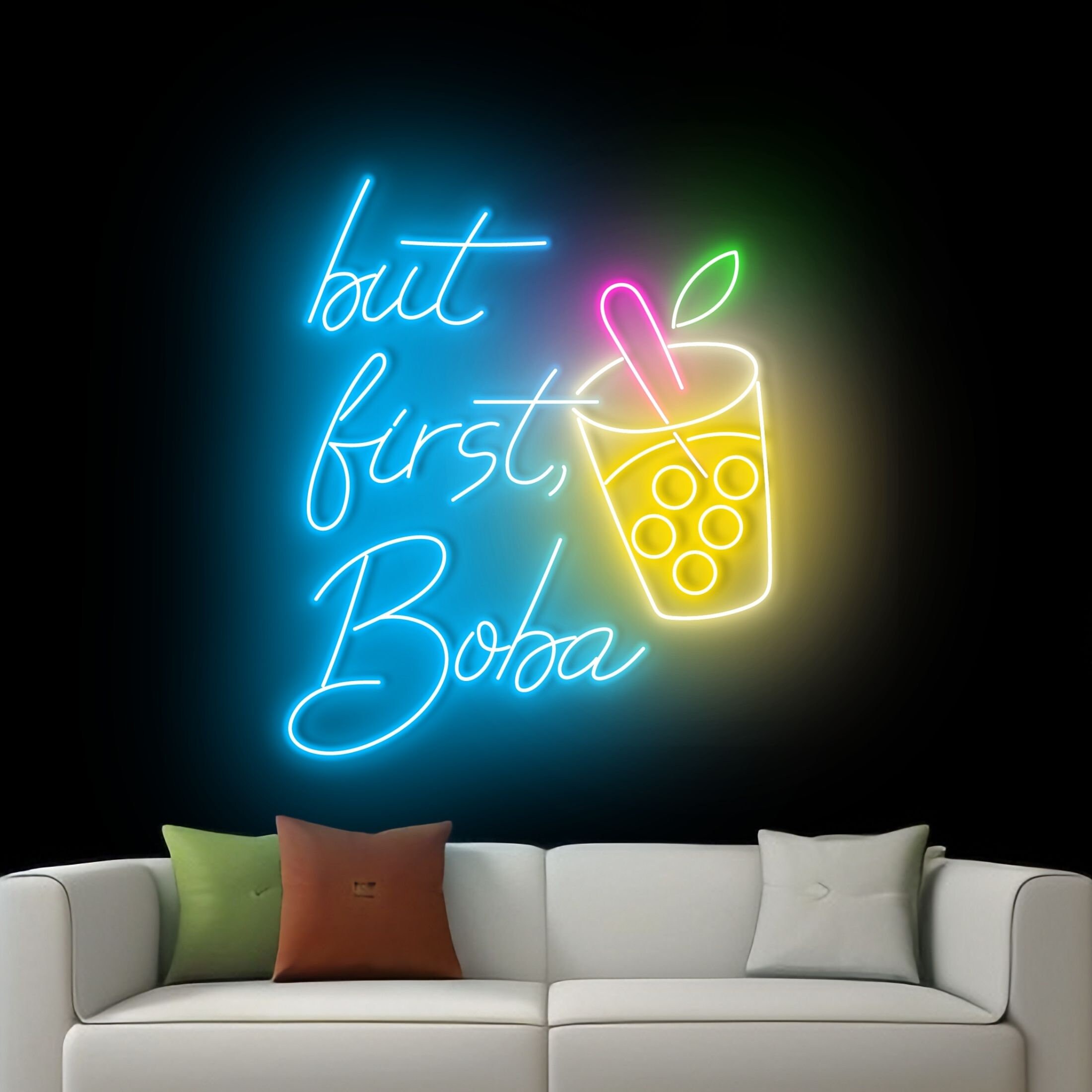 But First Boba Neon Wall Sign, Boba Tea Led Wall Sign, Milk Tea Neon ...
