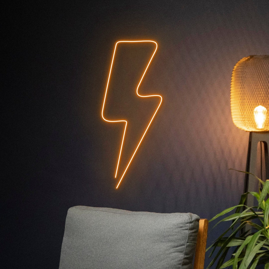 Lighting Bolt Neon Sign, Light Bolt LED Light, Thunder Led Sign ...
