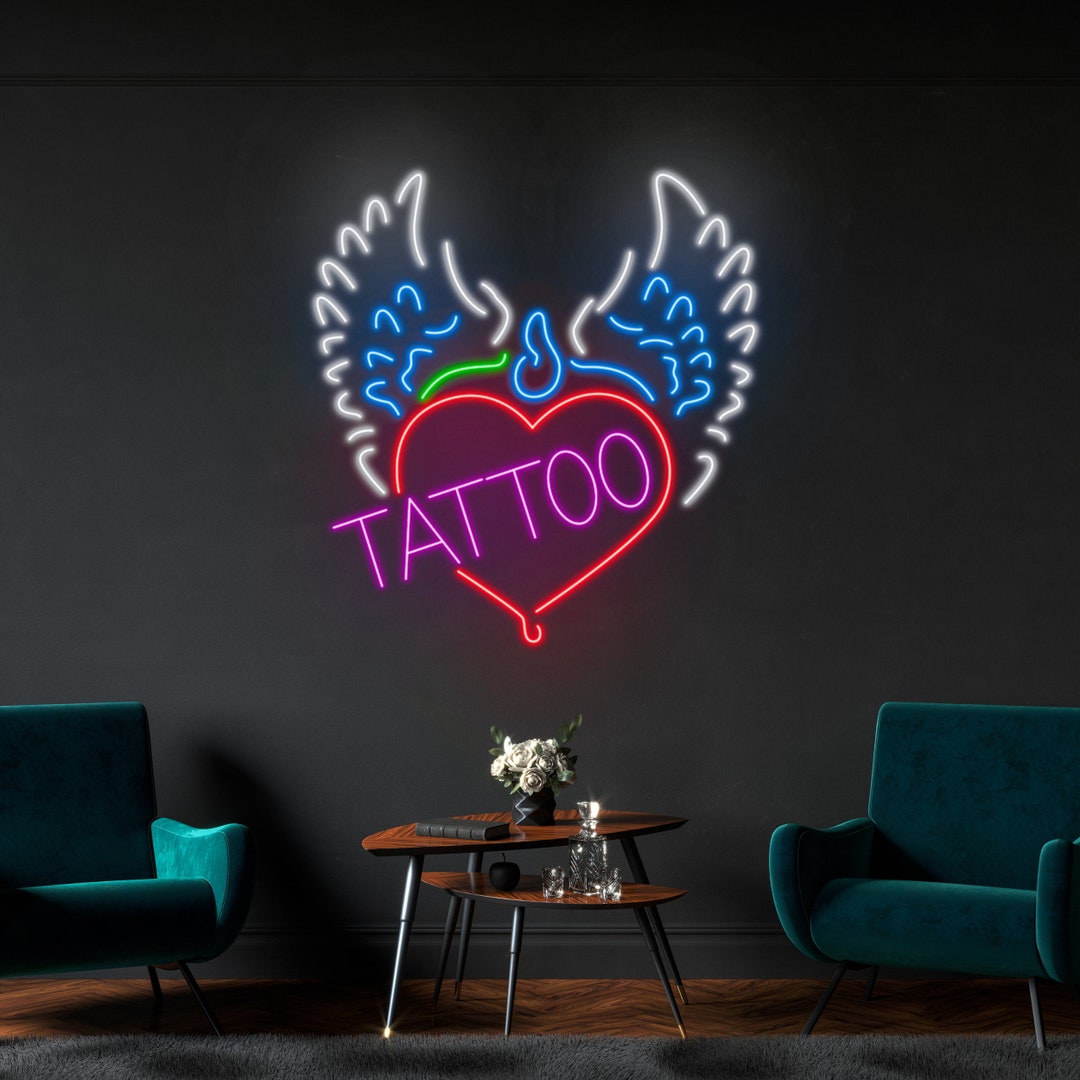 Tattoo Wings Led Sign, Tattoo Shop Led Sign, Wall Decor, Bar Neon Sign ...