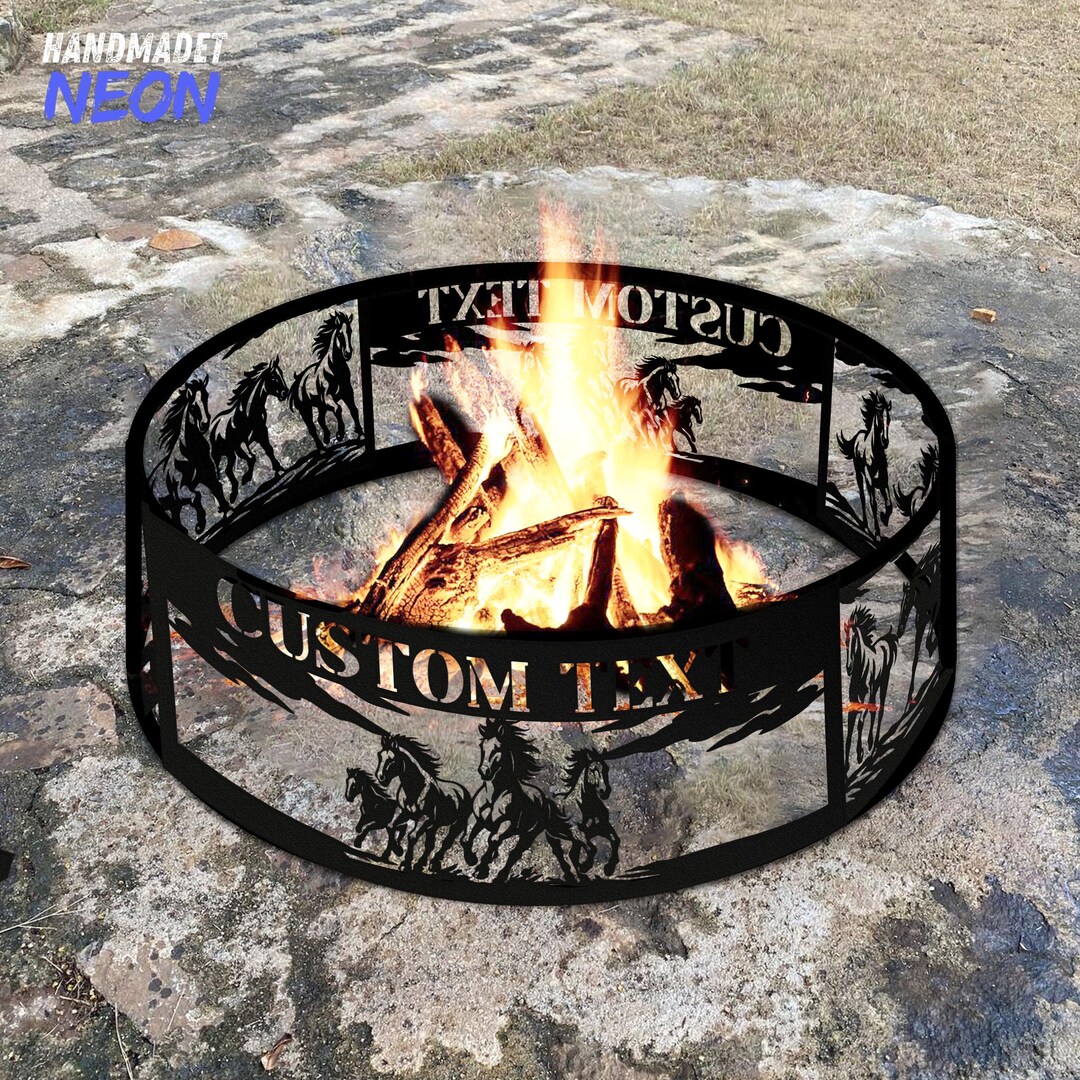 Custom Name Horse Fire Ring: Personalized Ranch Decor - Etsy