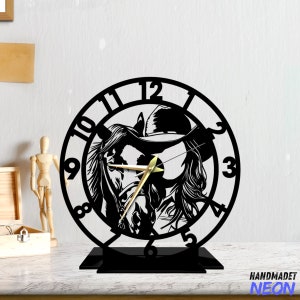 Custom Cowgirl Horse Tabletop Metal Clock, Cowgirl Desktop Clock ...