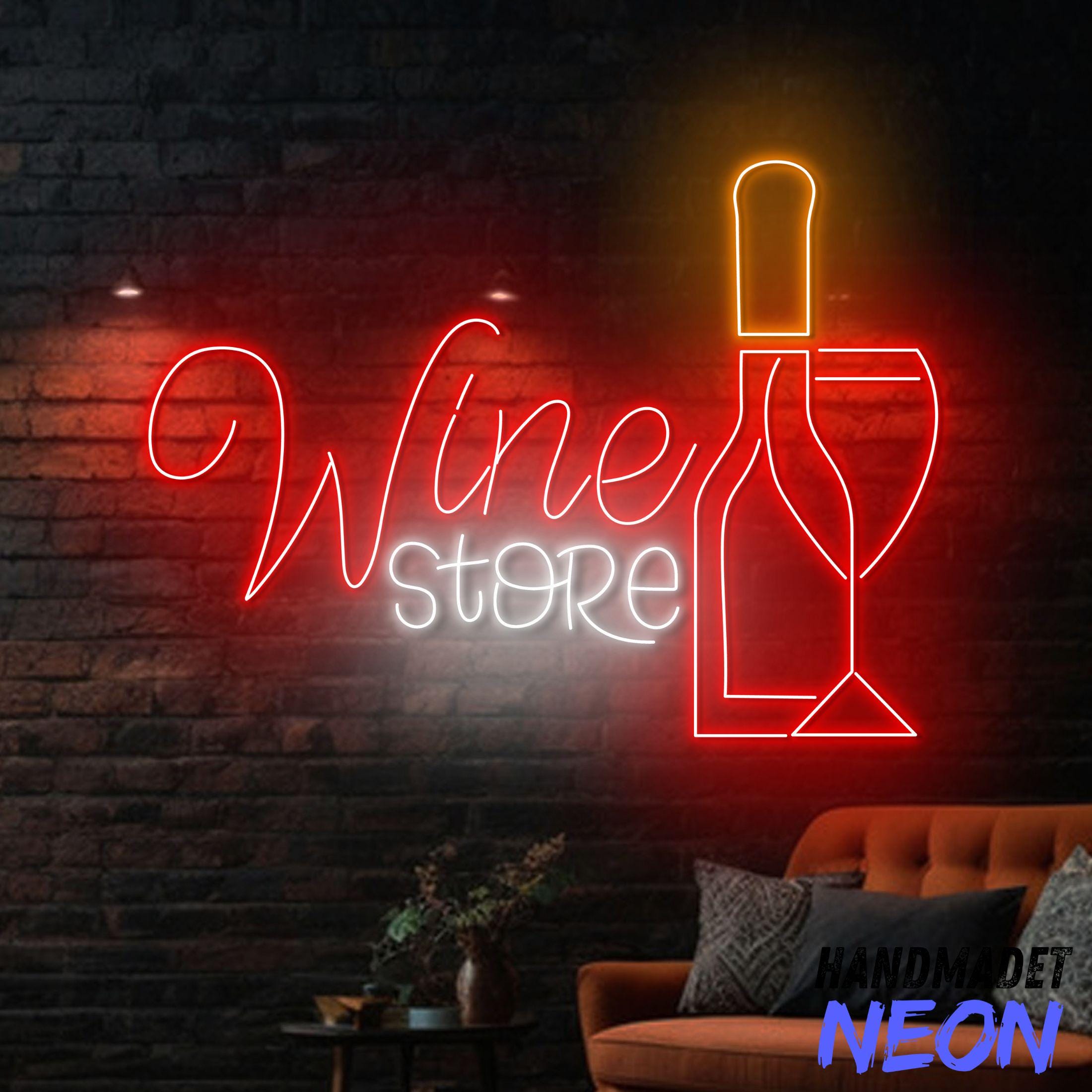 Wine Store Neon Sign, Wine Glass Bottle Led Sign, Wine Glass Neon Light ...