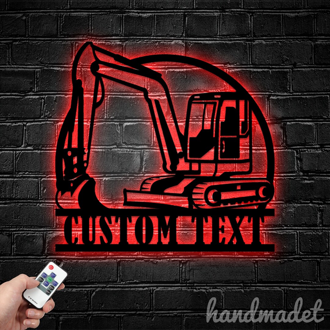 Personalized Miniature Excavator Metal Wall Sign, Vehicle Metal Wall ...