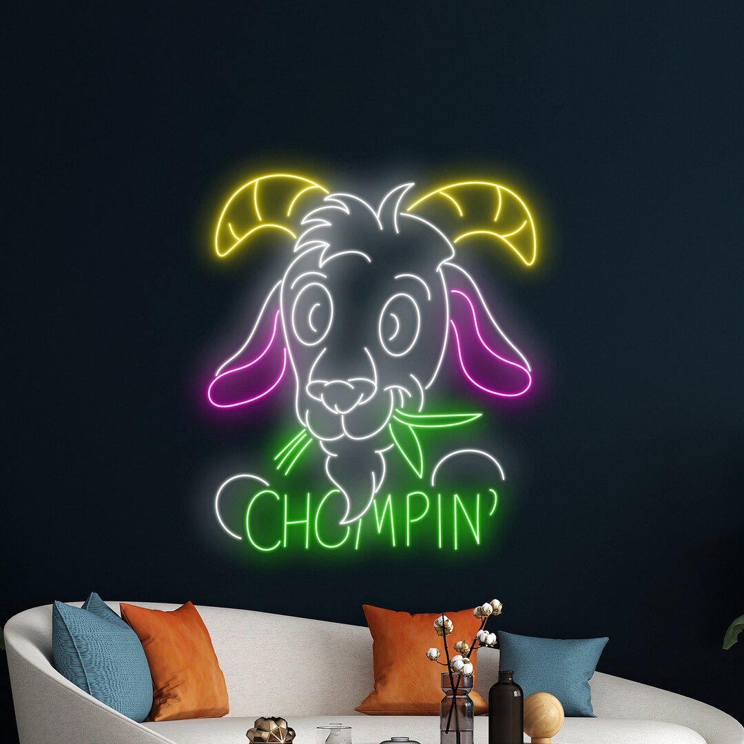 Goat Chompin Neon Sign, Goat Led Sign, Goat Chompin Led Light, Goat ...