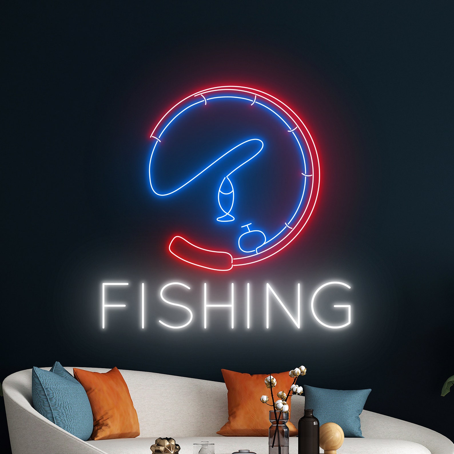 Fishing Neon Led Sign, Fishing Neon Sign, Fisher Led Light, Fisherman ...