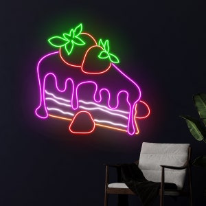 Strawberry Cake Neon Sign, Fruit Cake LED Sign, Cream Cake Neon Light ...