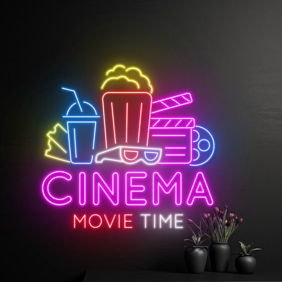 Cinema Movie Time Neon Sign, Cinema Movie Time Led Sign, Movie Time Led ...