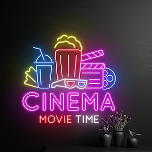 Cinema Movie Time Neon Sign, Cinema Movie Time Led Sign, Movie Time Led ...