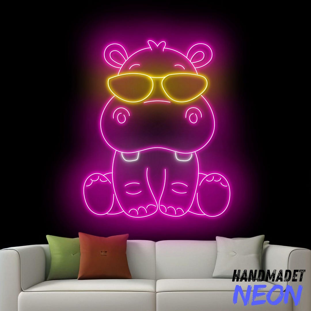 Hippopotamus Neon Sign, Hippo Led Sign, Hippo Led Light, Hippopotamus ...