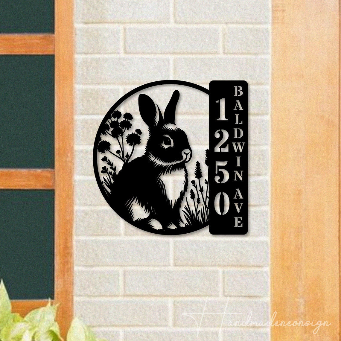 Personalized Bunny House Number, Rabbit Home Number Metal Wall Sign ...