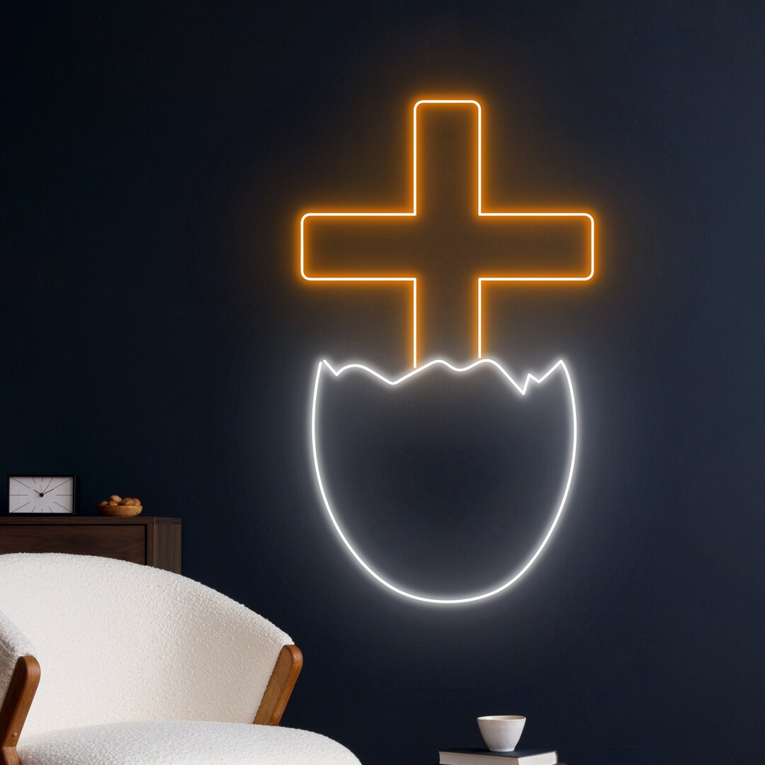Jesus Cross Easter Egg Neon Sign, Easter Egg Jesus Cross Led Sign ...