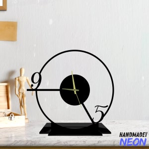 Custom Minimalist Tabletop Metal Clock, Modern Office Desktop Clock ...