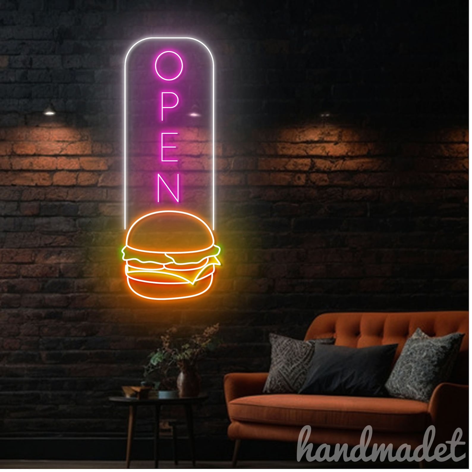 Open Burger Neon Sign, Burger Open Led Sign, Hamburger Neon Light ...
