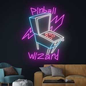 Pinball Wizard Neon Sign, Pinball Wizard Led Light, Pinball Neon Light ...
