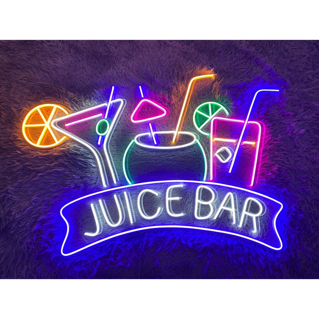 Juice Bar Neon Sign, Cocktails LED Light, Juice Fresh Fruit Neon Light ...