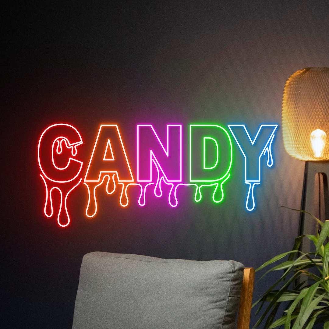 Dripping Candy Neon Sign, Dripping Candy Led Lights, Candy Shop Neon ...