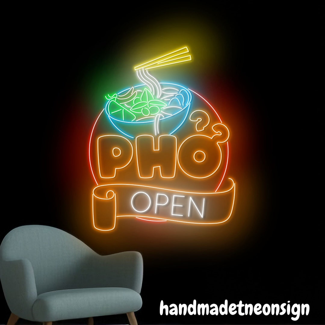 Open Pho Neon Sign, Pho Open Led Light, Pho Bowl Neon Light, Vietnam ...