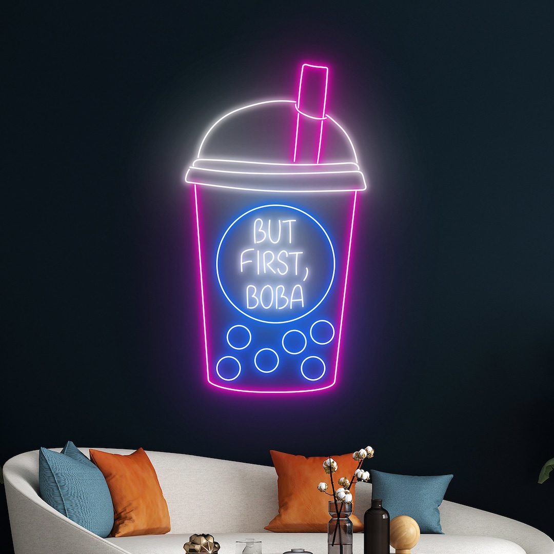 But First Boba Neon Sign, Boba Tea Neon Light, Milk Tea Led Sign, Tea ...