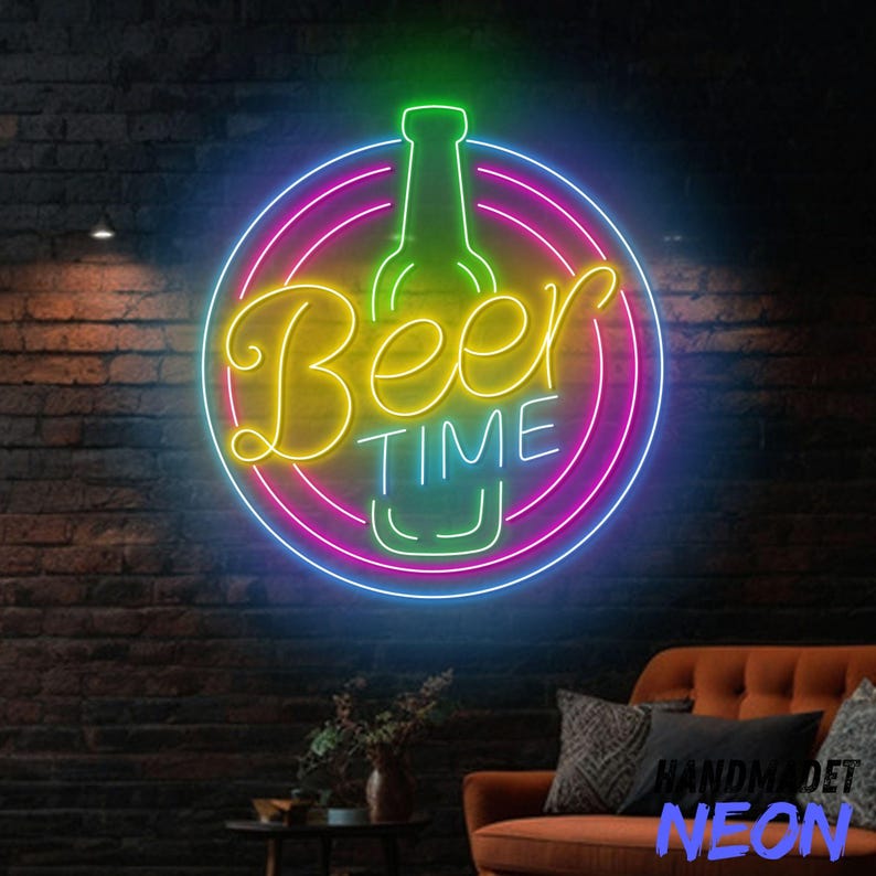 Beer Time Neon Sign, Beer Bottle Led Sign, Beer Time Neon Light, Beer ...
