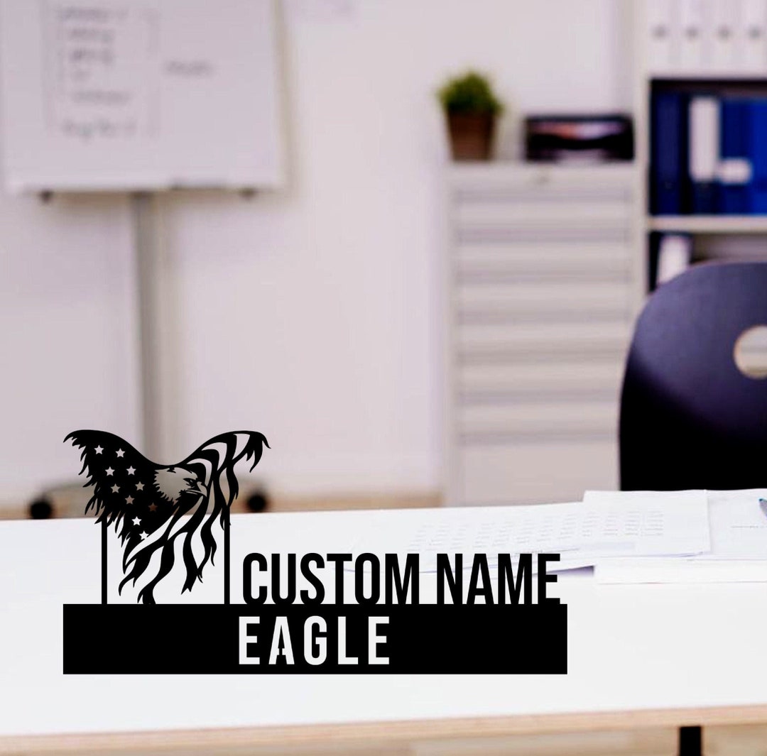 Custom Eagle Desk Name Plate, Eagle Metal Nameplate for Desk, Eagle US ...