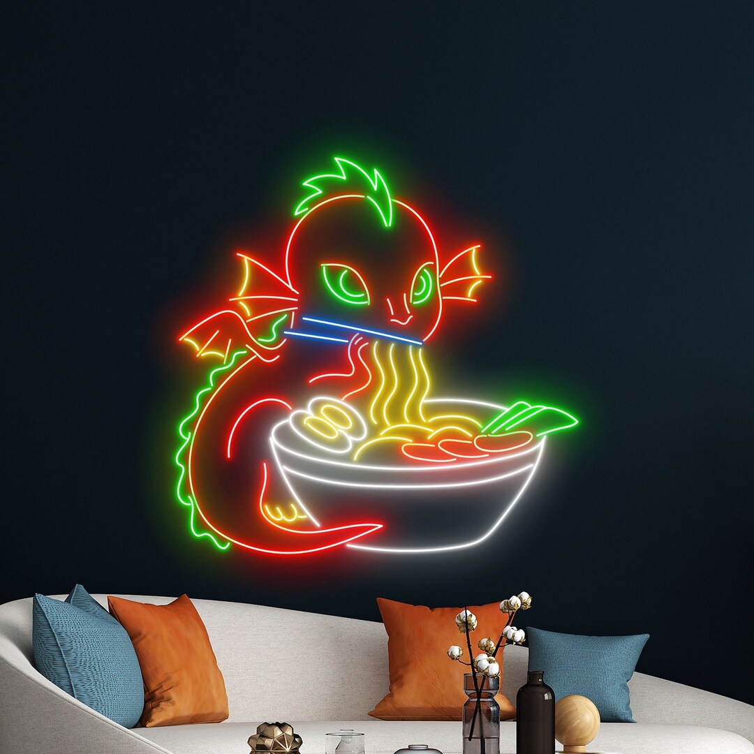 Flying Dragon Eating Ramen Neon Sign, Dragon Eat Ramen Led Sign ...
