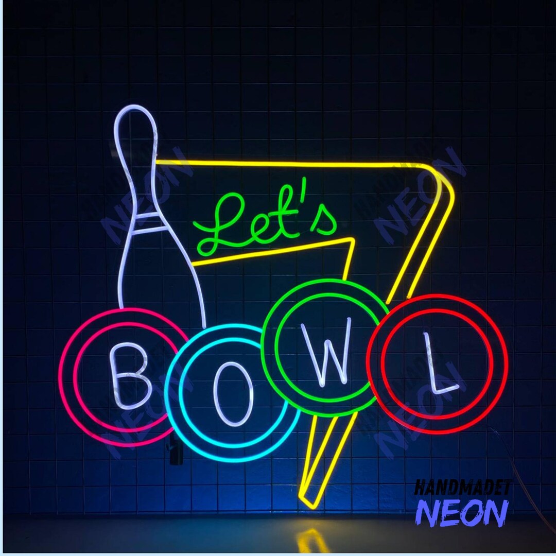 Let's Bowl Neon Sign, Bowling Led Sign, Playing Bowling Neon Light ...
