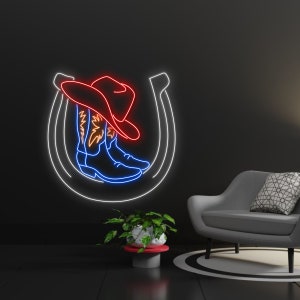 Cowboy Boots Horseshoe Neon Sign, Cowboy Boots Horseshoe Led Sign ...