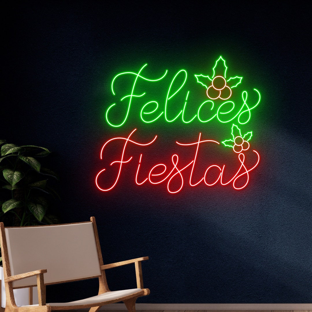 Felices Fiestas Neon Sign, Christmas Led Sign, Merry Christmas Neon ...