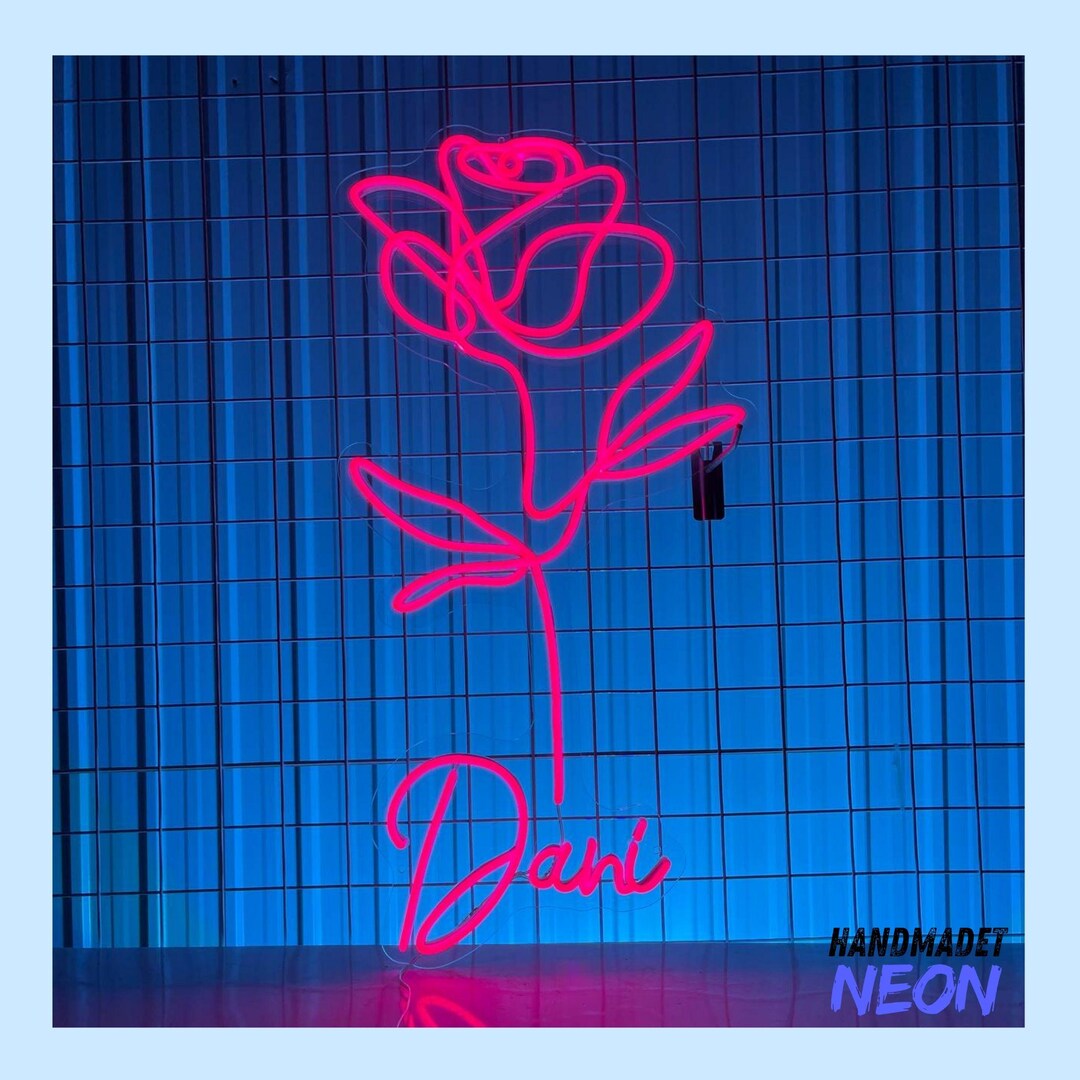 Rose Line Art Neon Sign, Rose Flower Led Sign, Rose Led Light , Flower ...