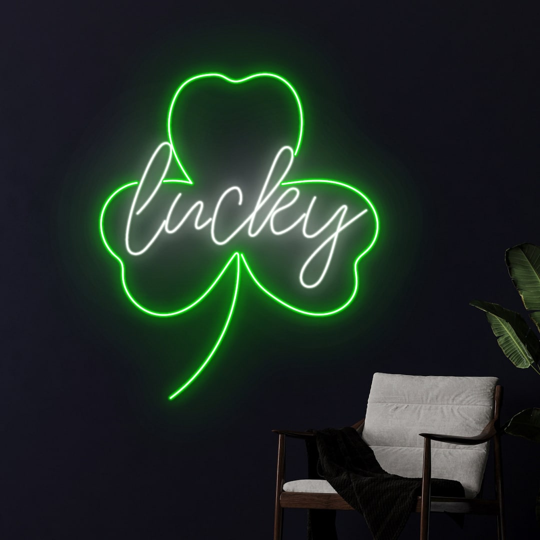 Lucky Neon Sign, Shamrock Neon Light, 3 Leaf Clover Led Light, St ...