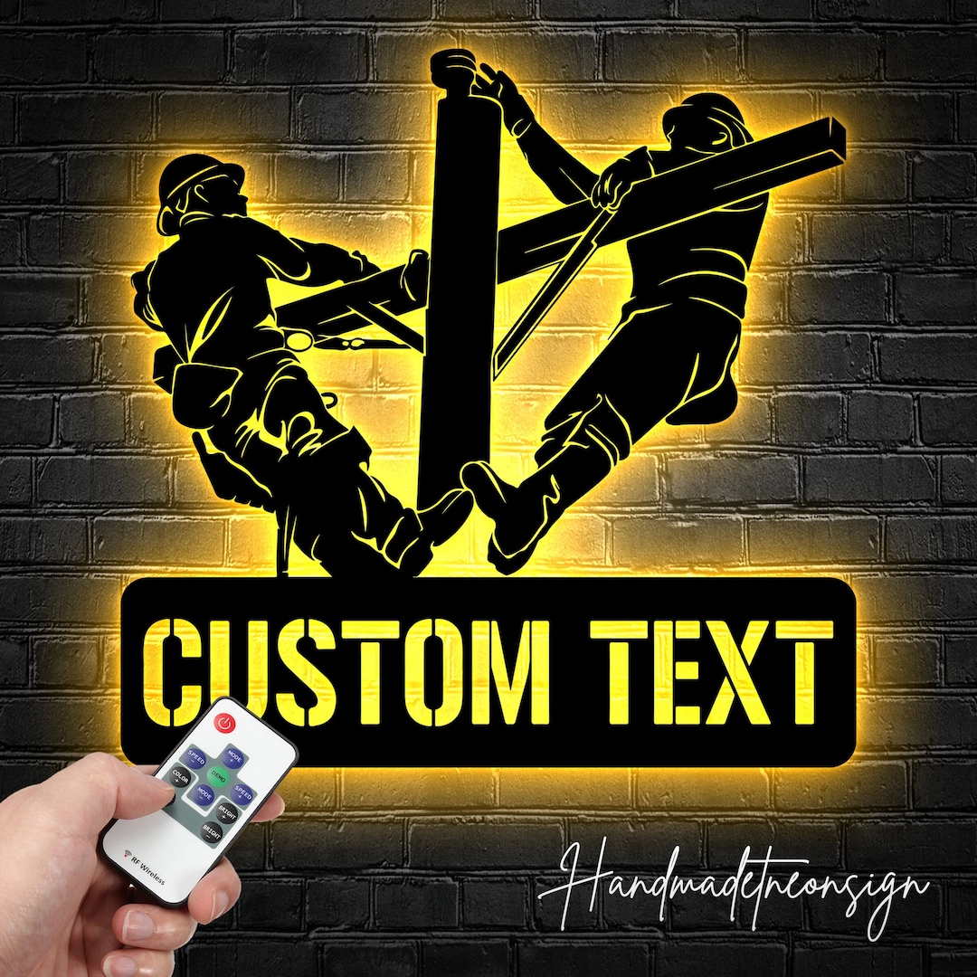 Custom Electrician Metal Wall Art LED Light - Personalized Electrician ...
