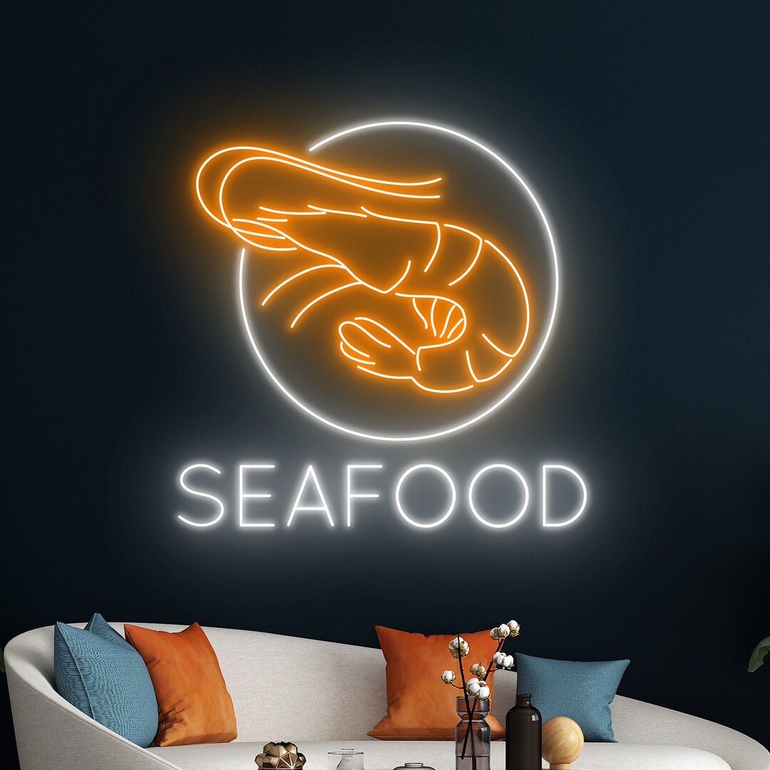 Seafood Shrimp Neon Sign, Sea Food Led Sign, Shrimp Led Light, Shrimp ...