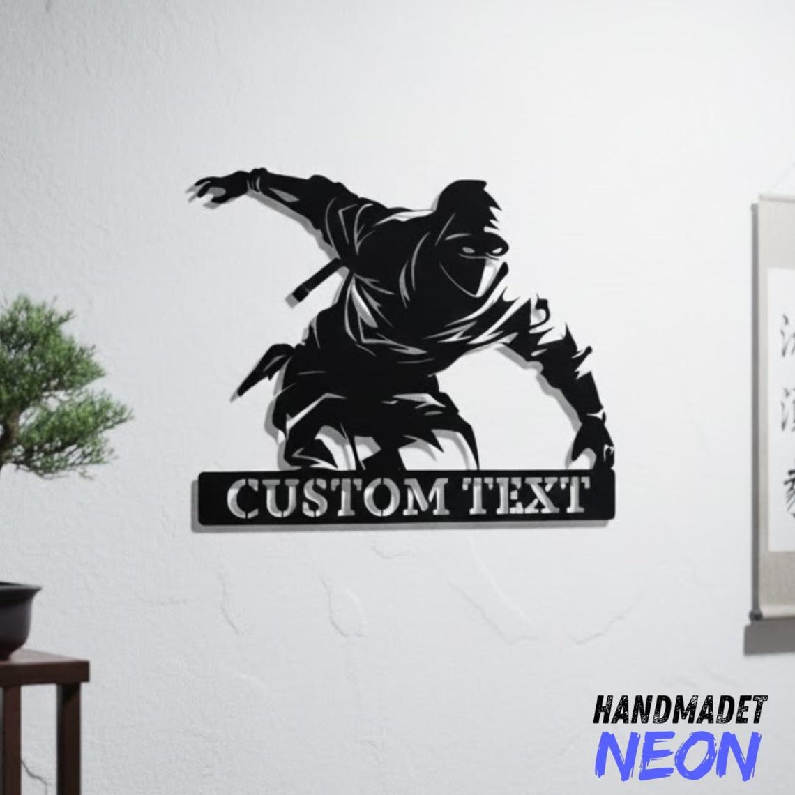 Custom Ninja Metal Wall Art LED Light, Ninja Metal Sign, Ninja Metal ...
