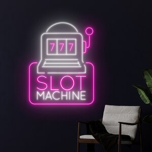 777 Slot Machine Neon Sign, Lucky Slot Machine Led Sign, Game Player ...