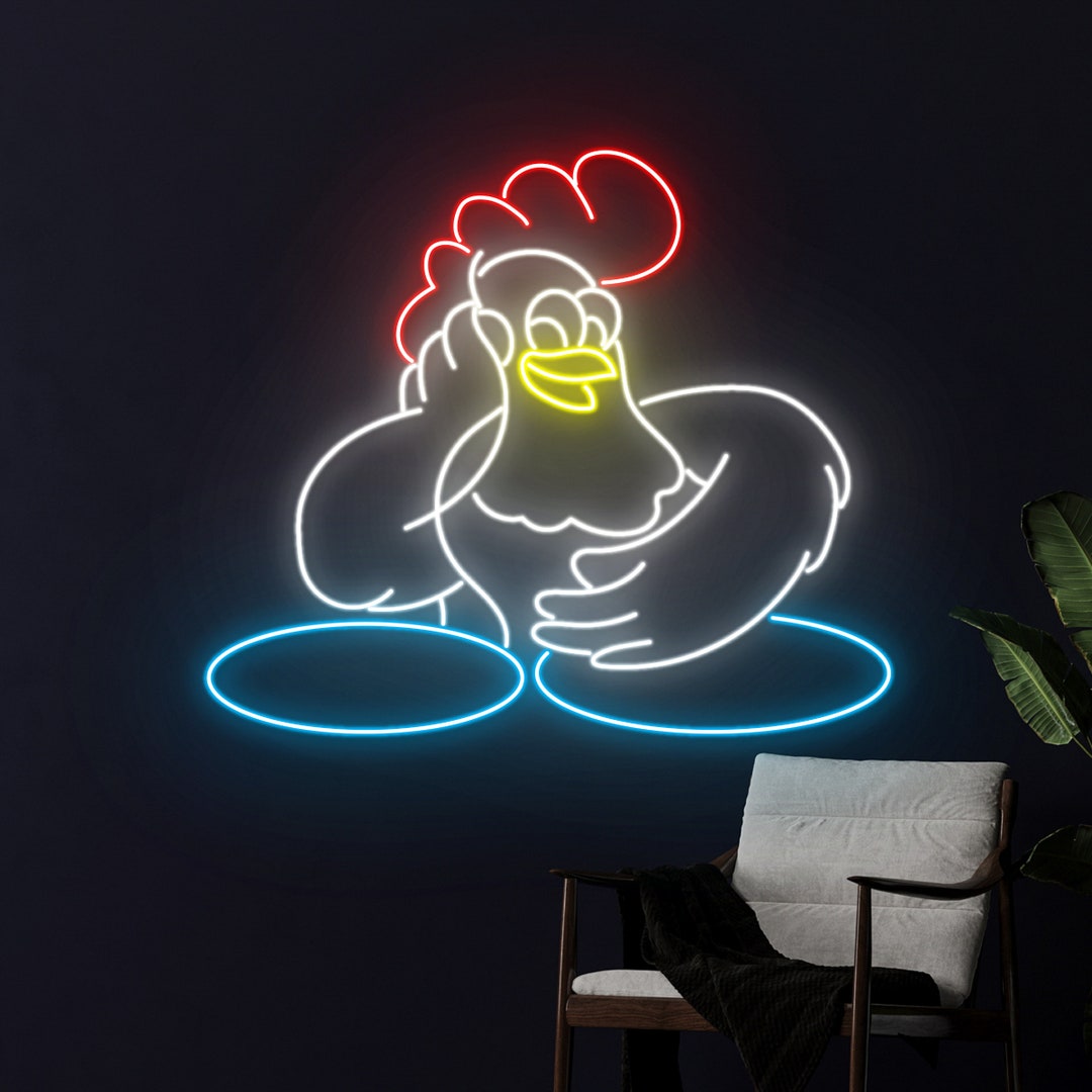 Chicken DJ Neon Sign, Chicken Led Sign, Chicken Neon Light, Animal Led ...