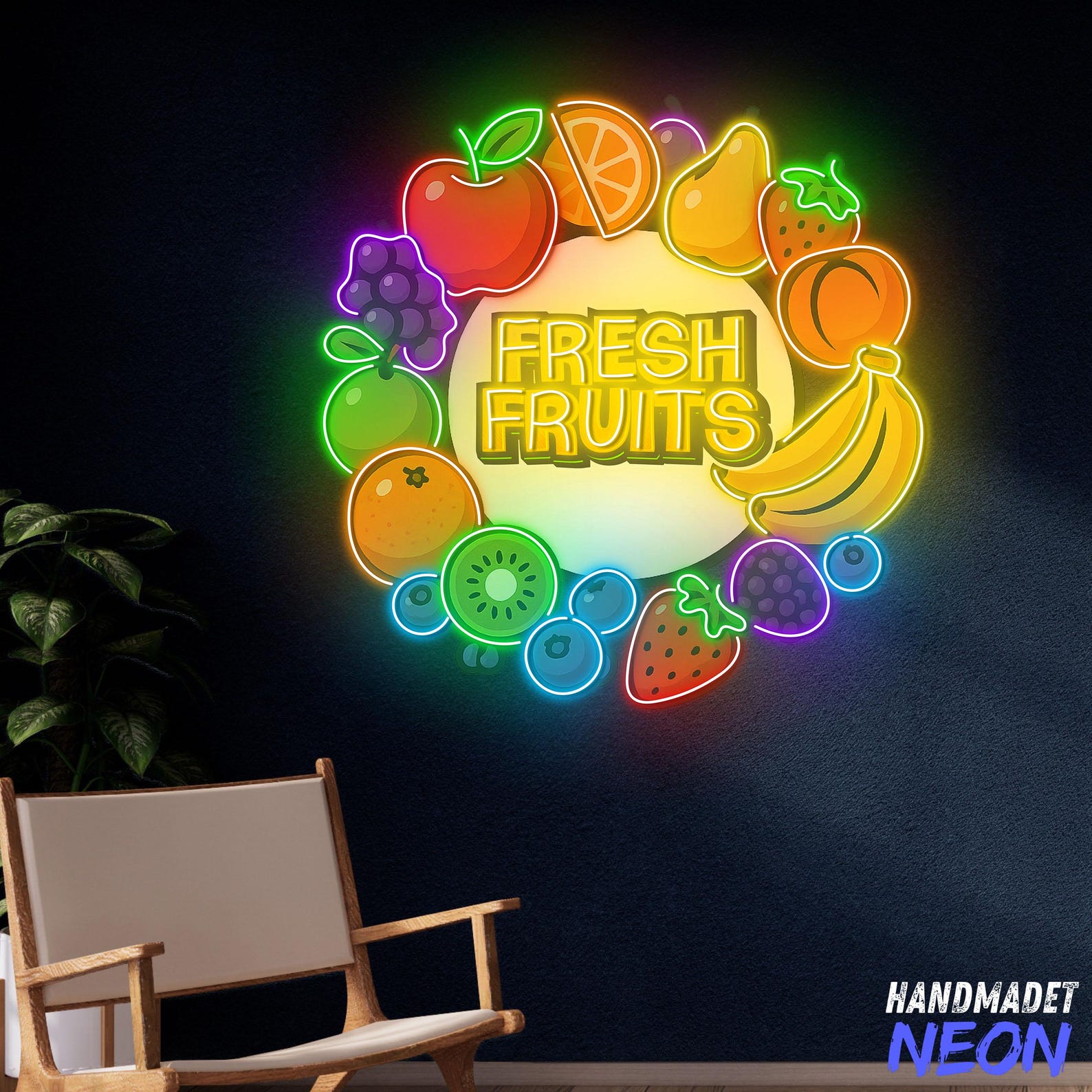 Fresh Fruit Neon Sign, Fruit Market Neon, Handmade Wall Light for Juice ...