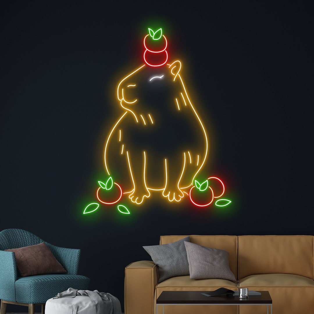 Capybara Yuzu Neon Sign, Capybara Orange Led Sign, Lemon Capybara Led ...
