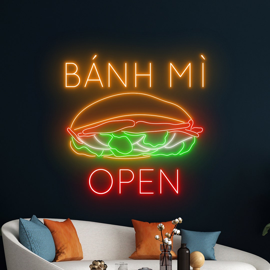Bánh Mì Open Neon Sign, Bread Neon Light, Bread Led Light, Bánh Mì Led ...