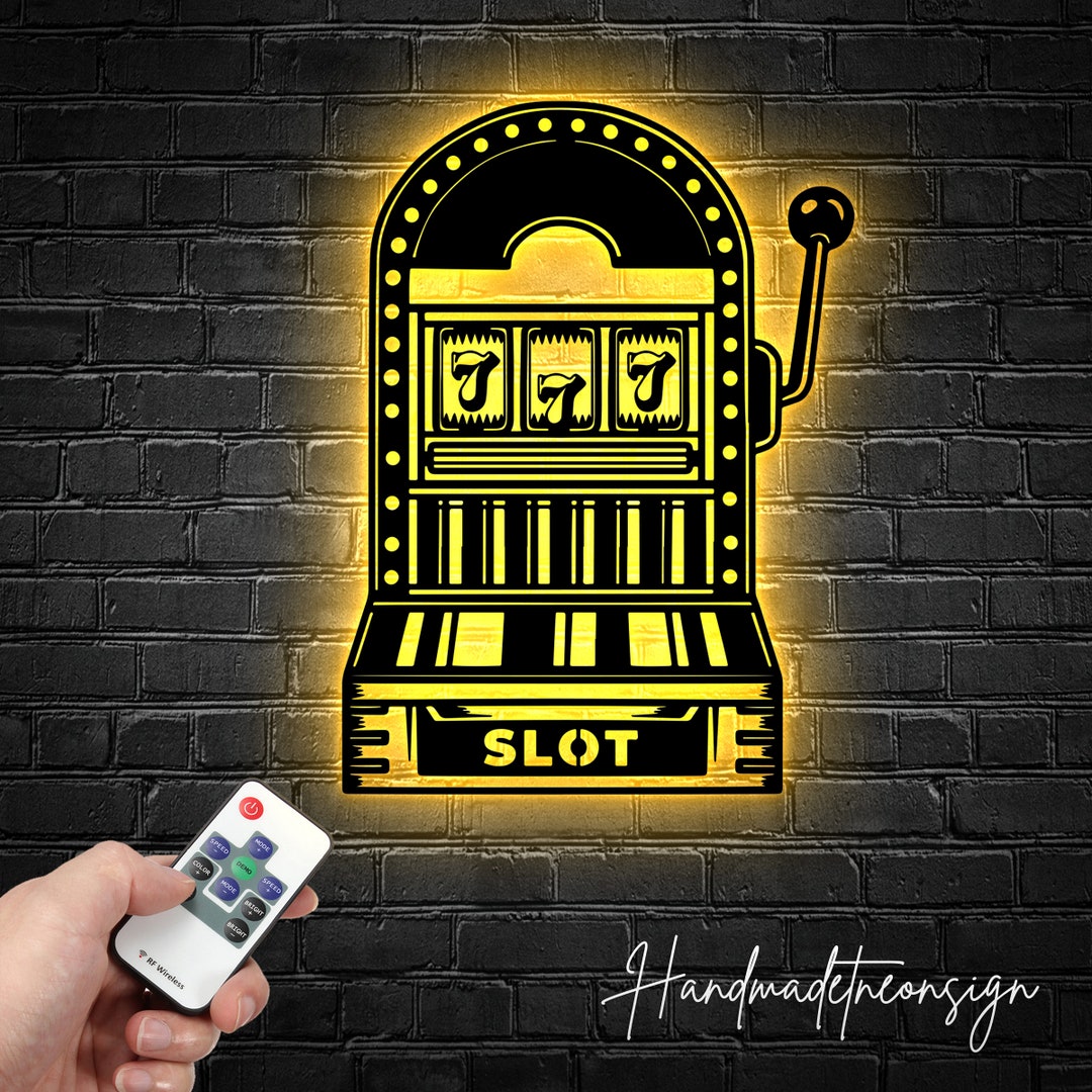 Personalized Slot Machine Metal Wall Art Led Light, Custom Game Player ...
