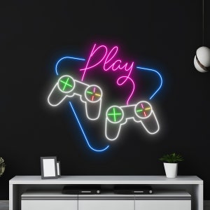 Play Game Neon Sign, Game Controller Led Light, Gamepad Led Sign ...