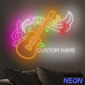 Guitar Neon Sign, Guitar Name Led Sign, Guitar Artist Neon Light ...